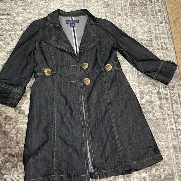 Baccini | Jackets & Coats | Baccini Long Denimlook Jacket | Poshmark